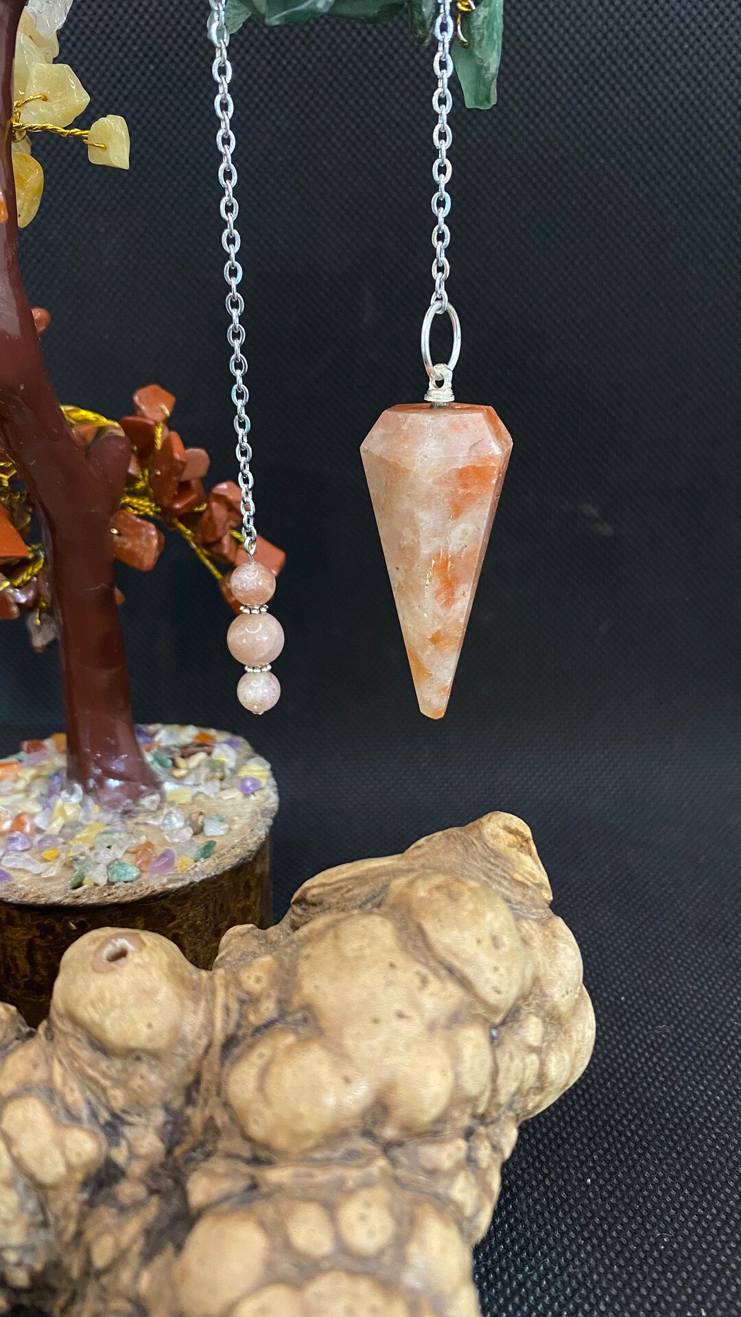 Sunstone Faceted Cone Pendulum Healing Dowsing Crystal Pendulum ...