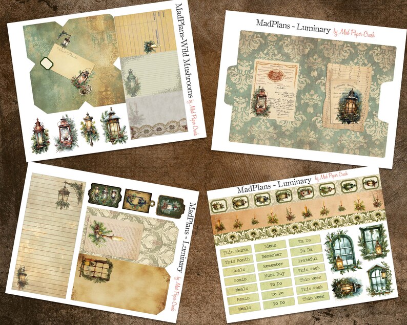 US Letter Printable Lantern Themed Planner Kit, Vintage Lantern Light ...