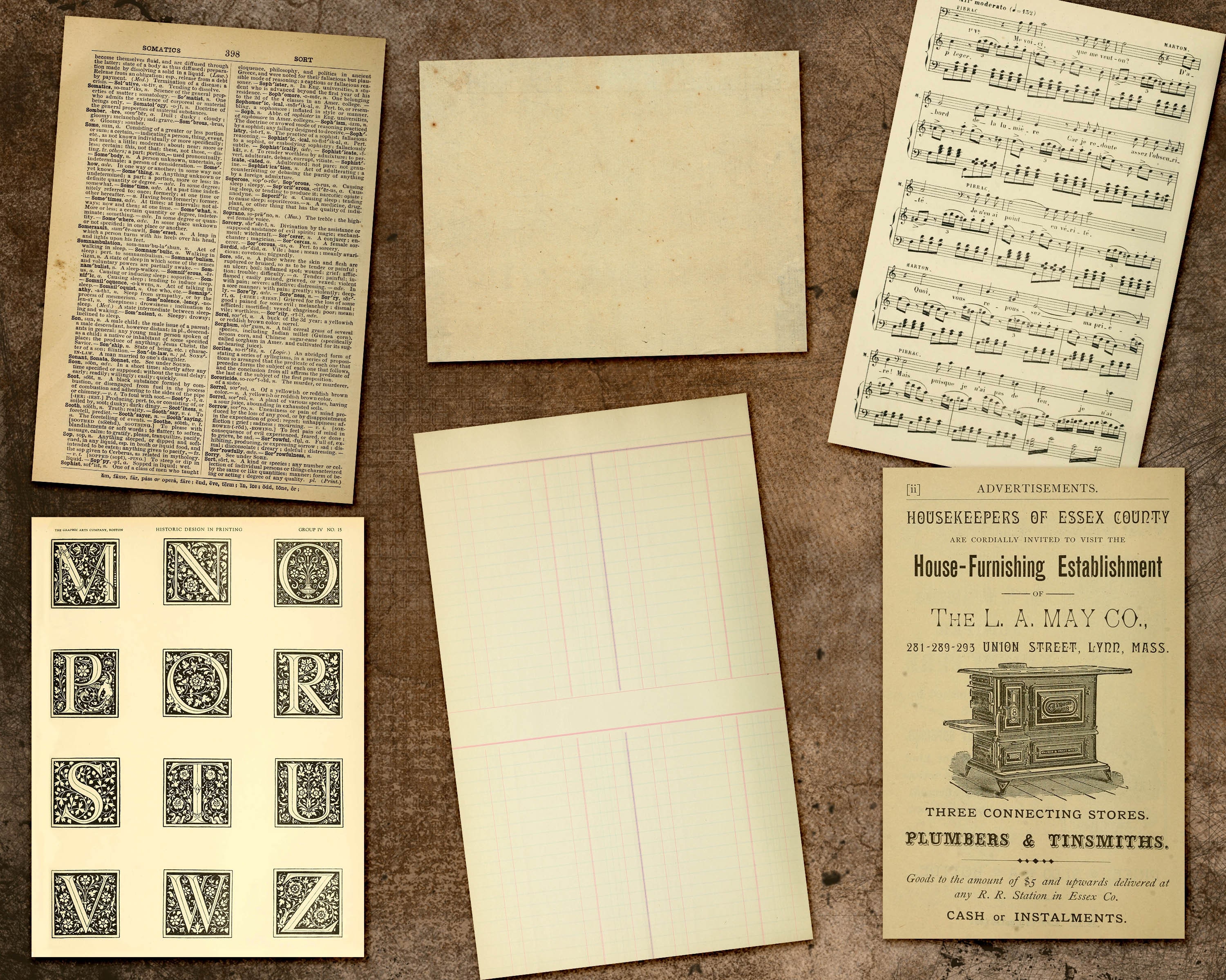 Vintage Paper Printables | Digital Paper Pack | Antique Papers - Etsy