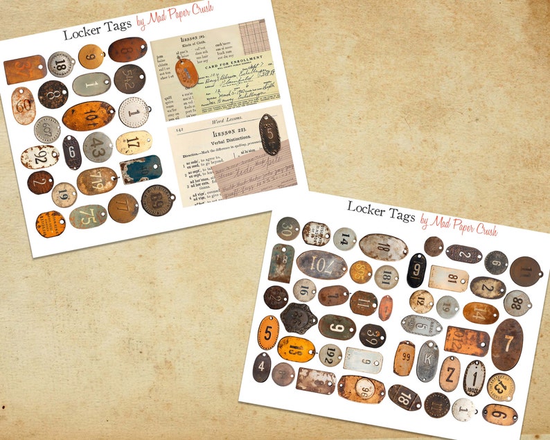 Old Metal Number Tags Rusty Locker Tags Printable Mixed - Etsy