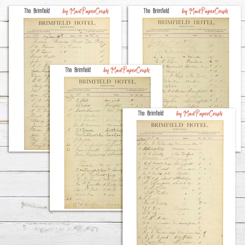 Vintage Ledger Pages | Digital Ledger | Hotel Register | Antique Ledger ...