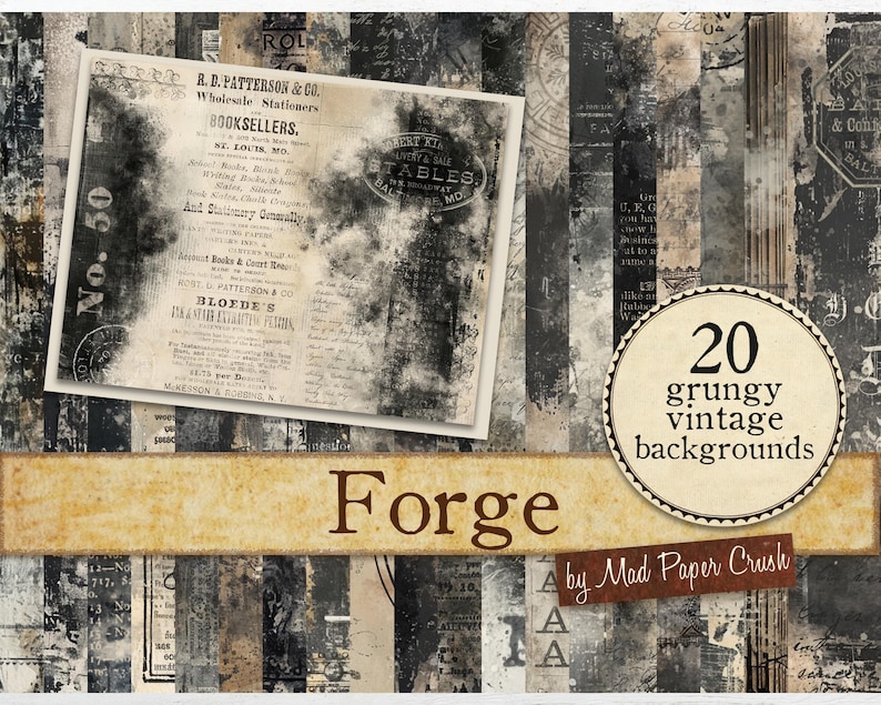 Vintage Industrial Digital Paper Pack, Grungy Forged Background ...