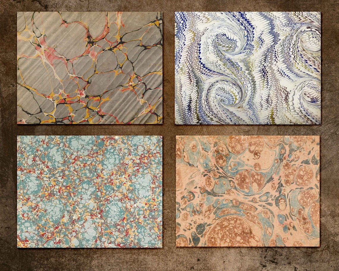 Marbled End Papers Junk Journal Backgrounds Vintage - Etsy UK