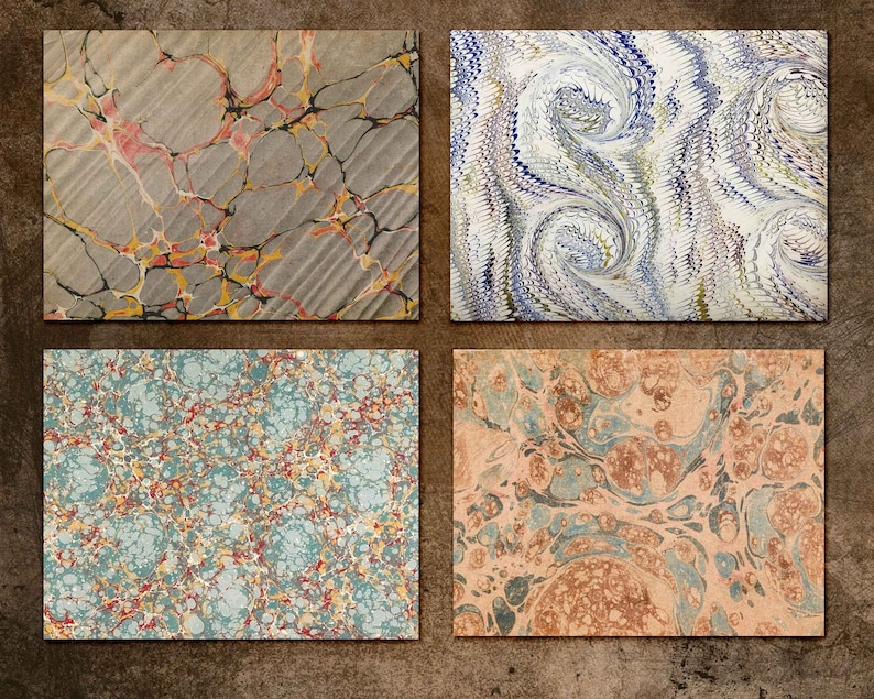 Marbled End Papers | Junk Journal Backgrounds | Vintage Endpapers - Etsy