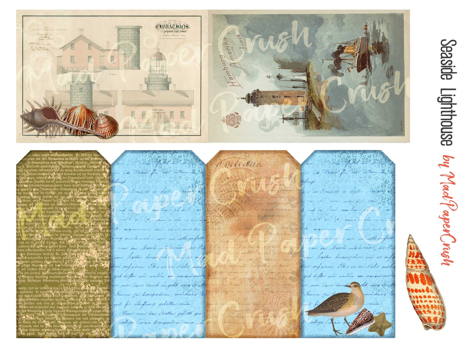 Seaside Lighthouse Journal Kit – Vintage Ephemera, Digital Download - Etsy