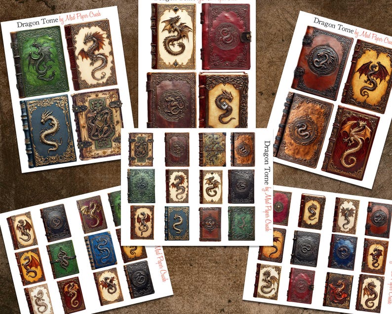 Medieval Dragon Book Covers Printable Dragon Art for Junk Journals and ...