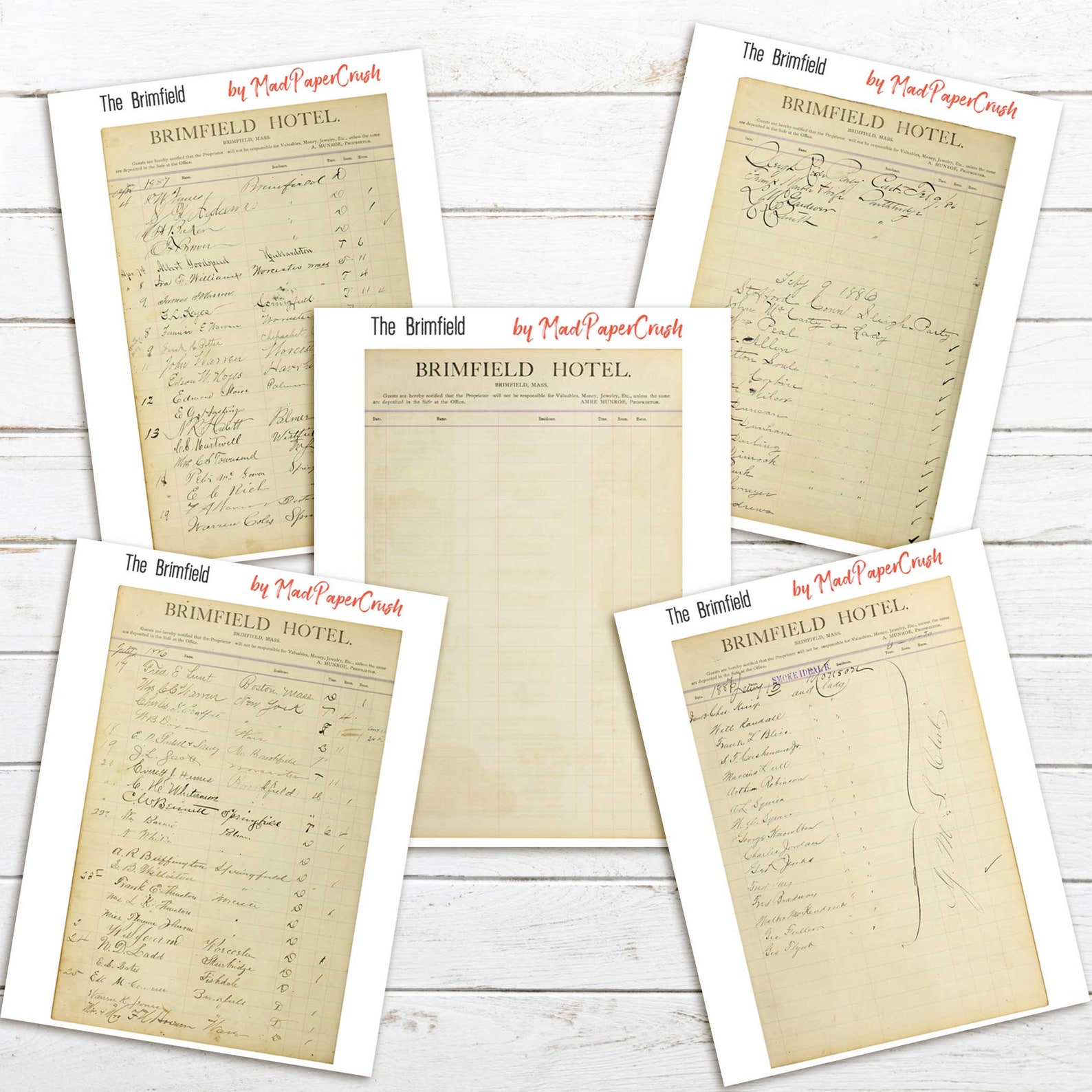 Vintage Ledger Pages | Digital Ledger | Hotel Register | Antique Ledger ...