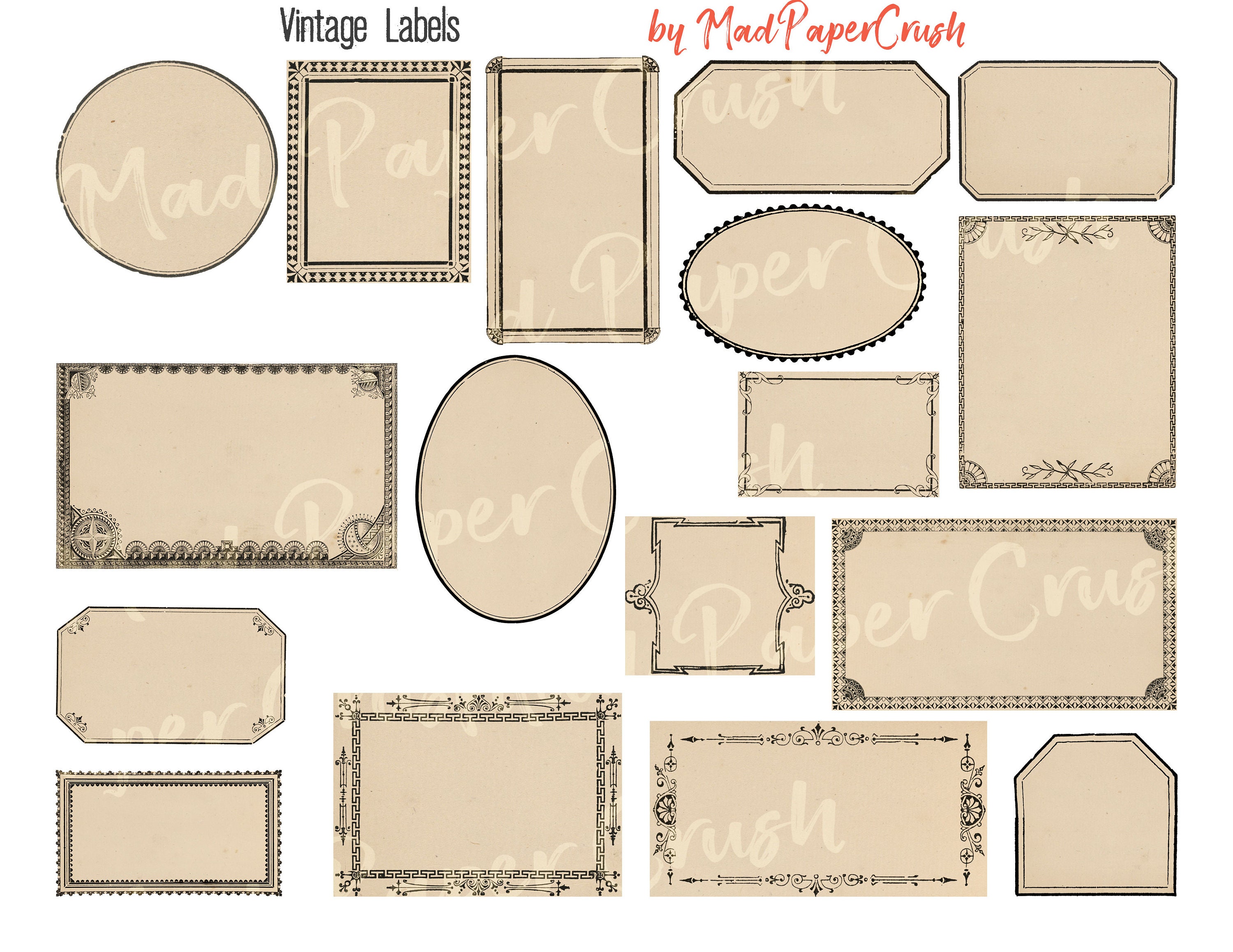 Vintage Labels Digital Labels - Etsy