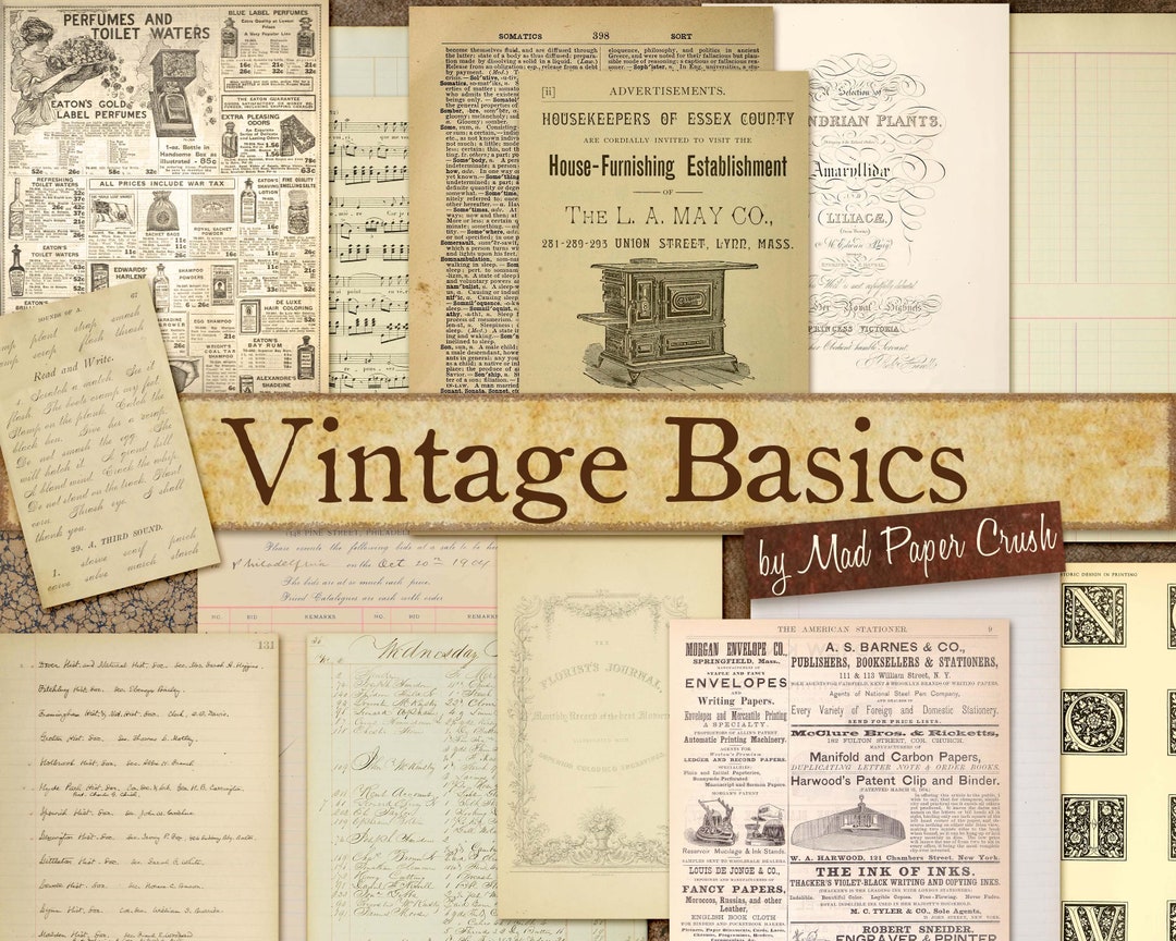 Vintage Paper Printables | Digital Paper Pack | Antique Papers - Etsy