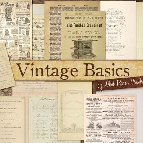 Vintage Paper Printables Digital Paper Pack Antique Papers - Etsy