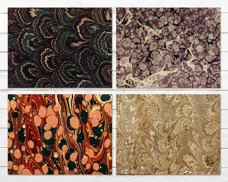 Marbled End Papers Printable Junk Journal Backgrounds - Etsy
