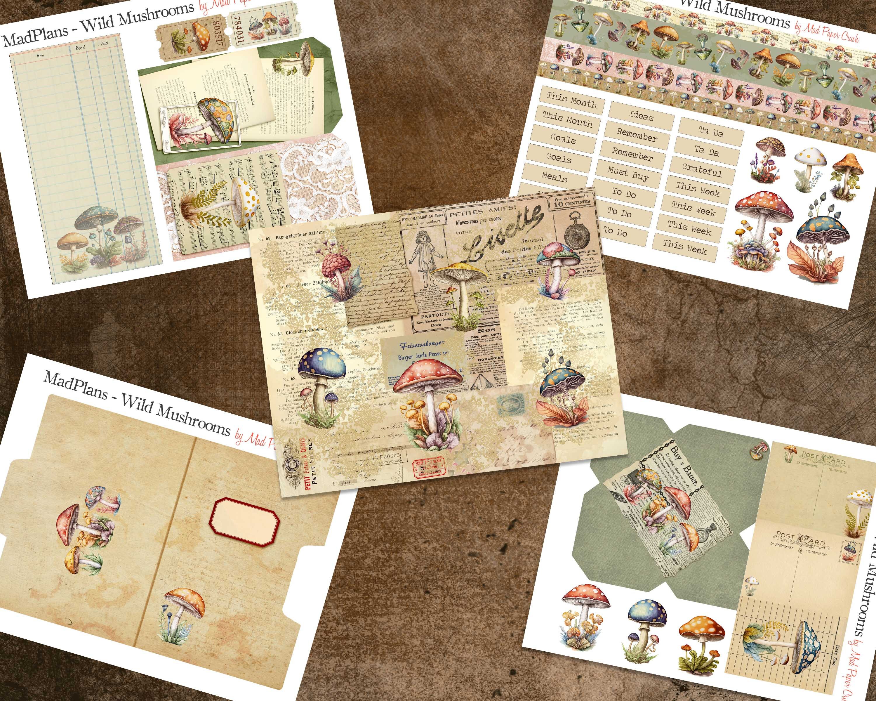 US Letter Printable Mushroom Themed Planner Kit | Vintage Mushroom ...