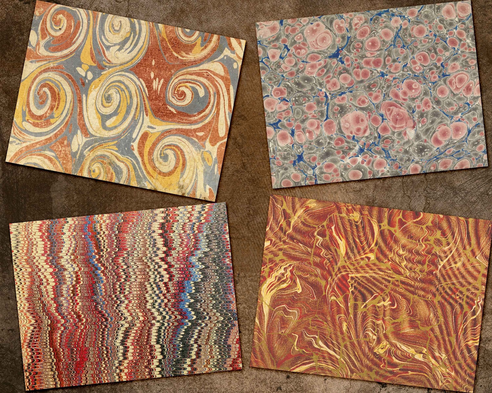 Marbled End Papers Junk Journal Backgrounds Vintage - Etsy