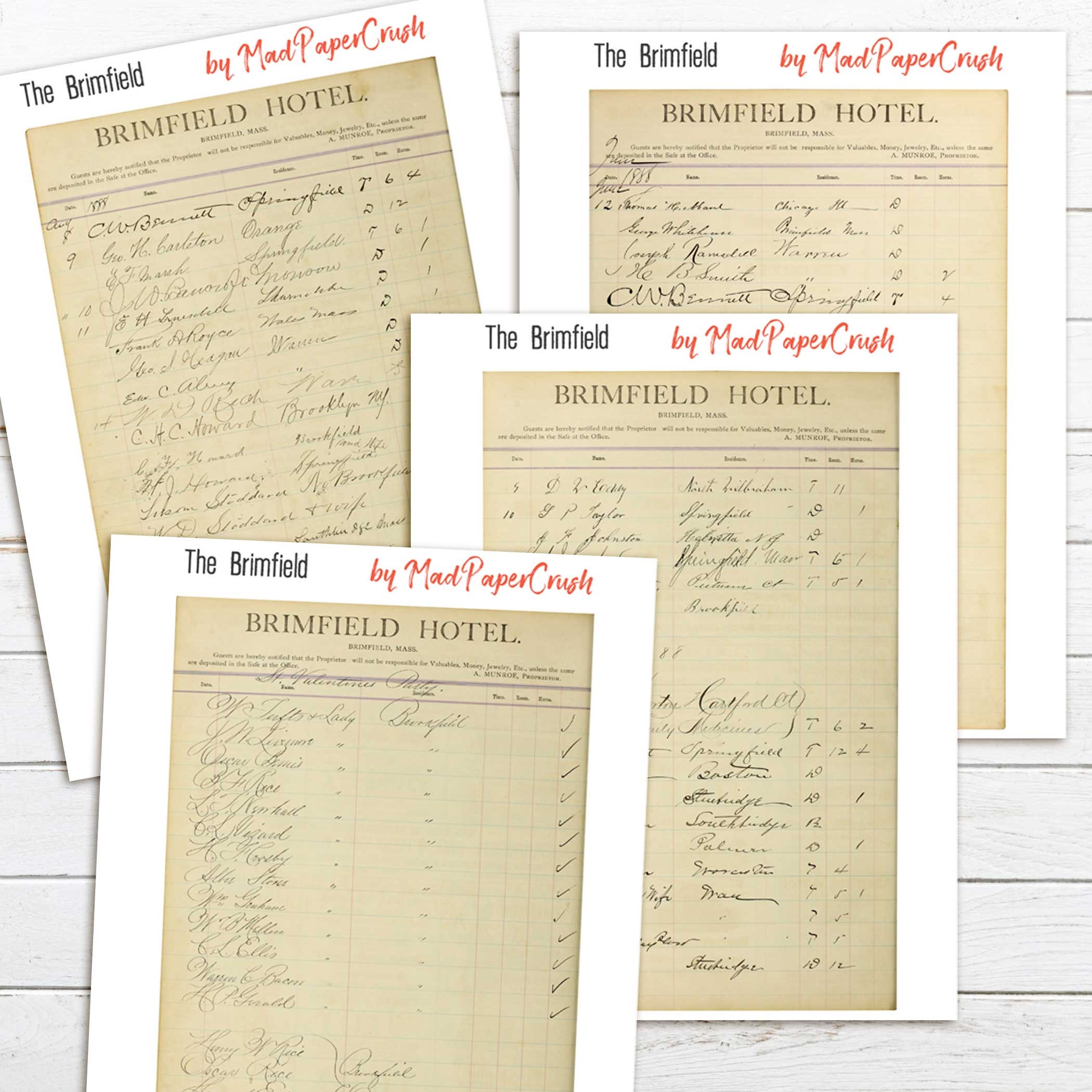 Vintage Ledger Pages | Digital Ledger | Hotel Register | Antique Ledger ...