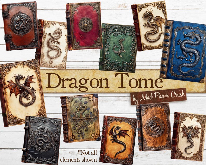Medieval Dragon Book Covers Printable Dragon Art for Junk Journals and ...