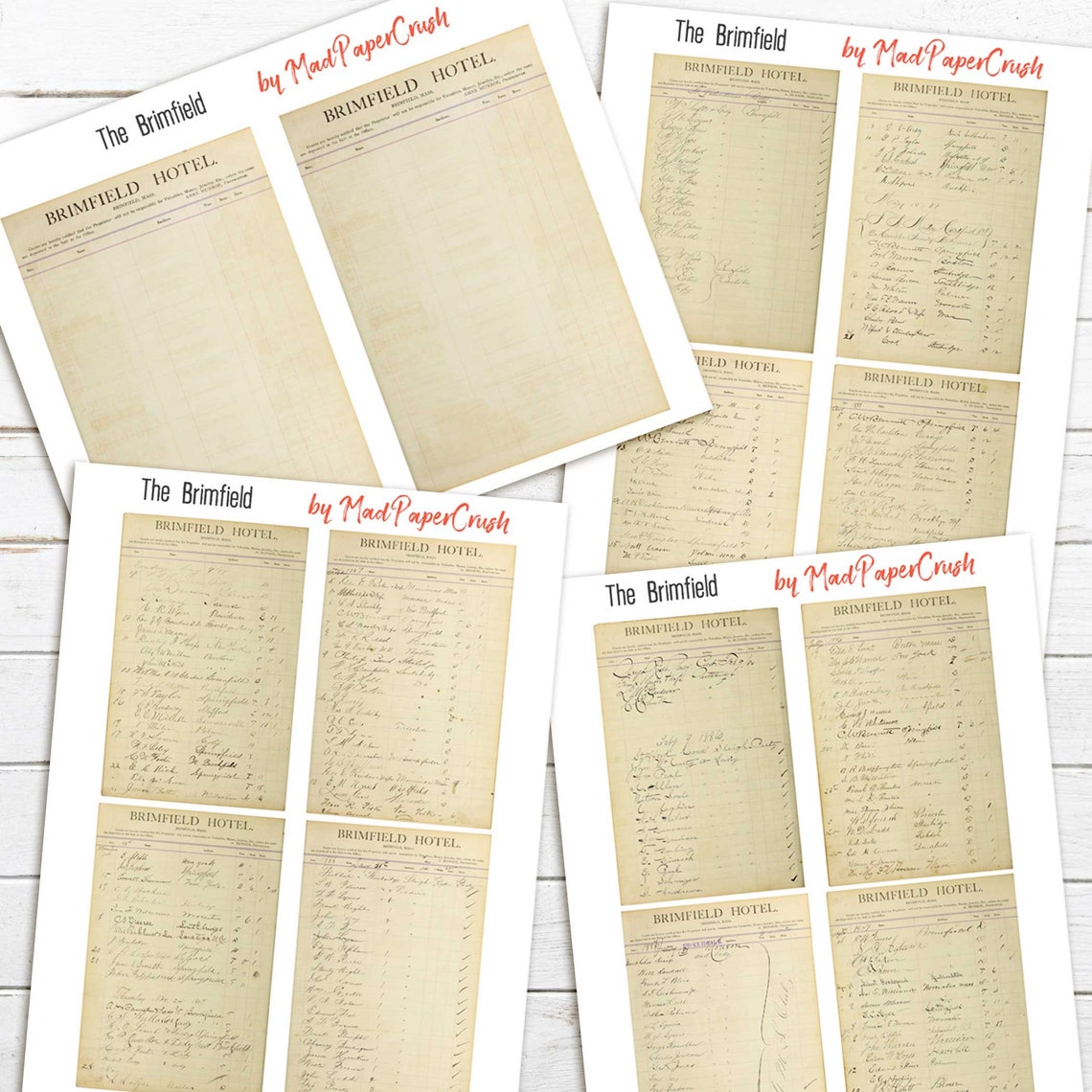 Vintage Ledger Pages | Digital Ledger | Hotel Register | Antique Ledger ...