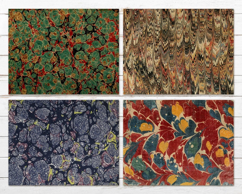 Marbled Paper Textures | Junk Journal Ephemera Backgrounds (digital ...