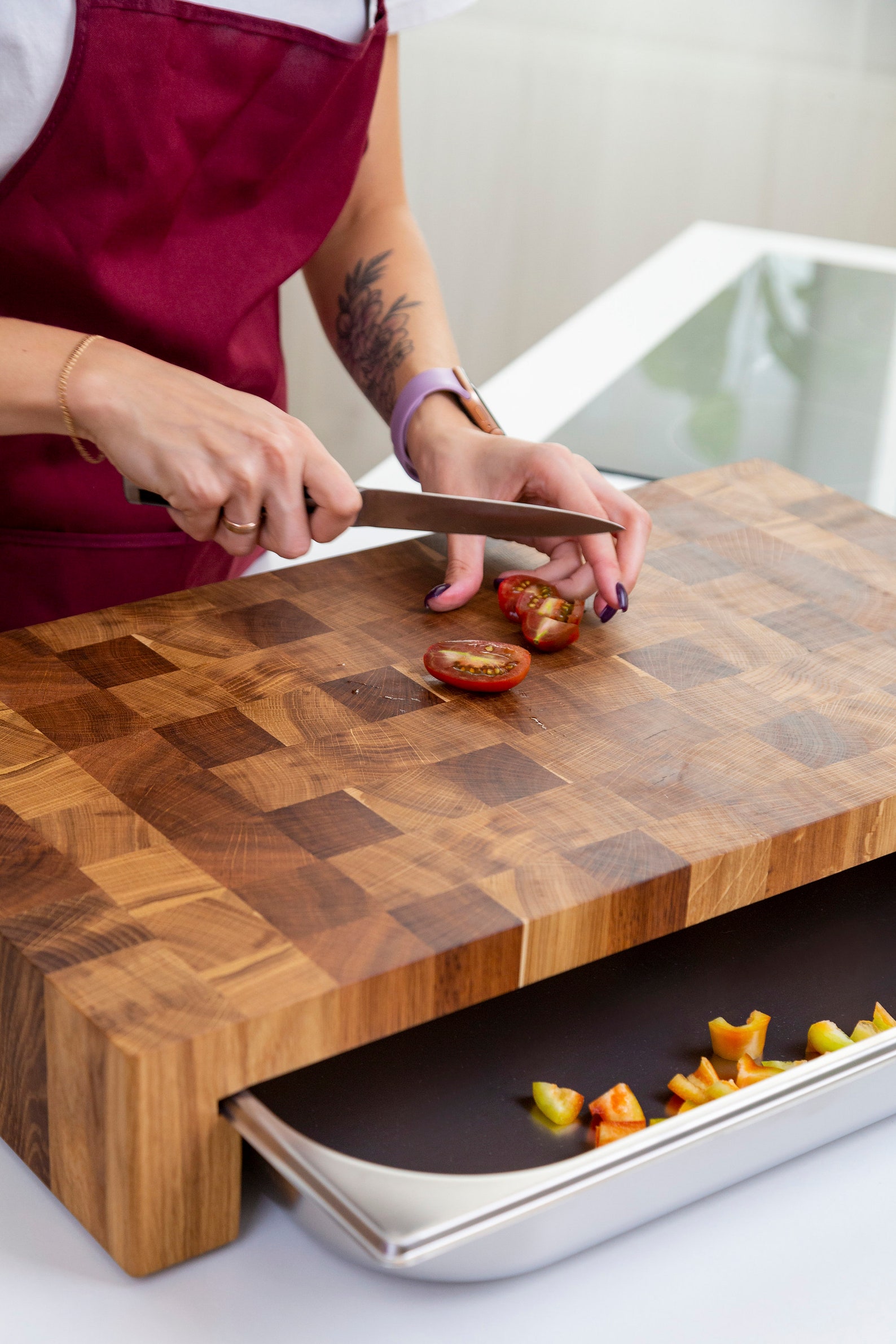 Oak Cutting Board With Tray| Wooden Cutting Board| Custom Cutting Board ...