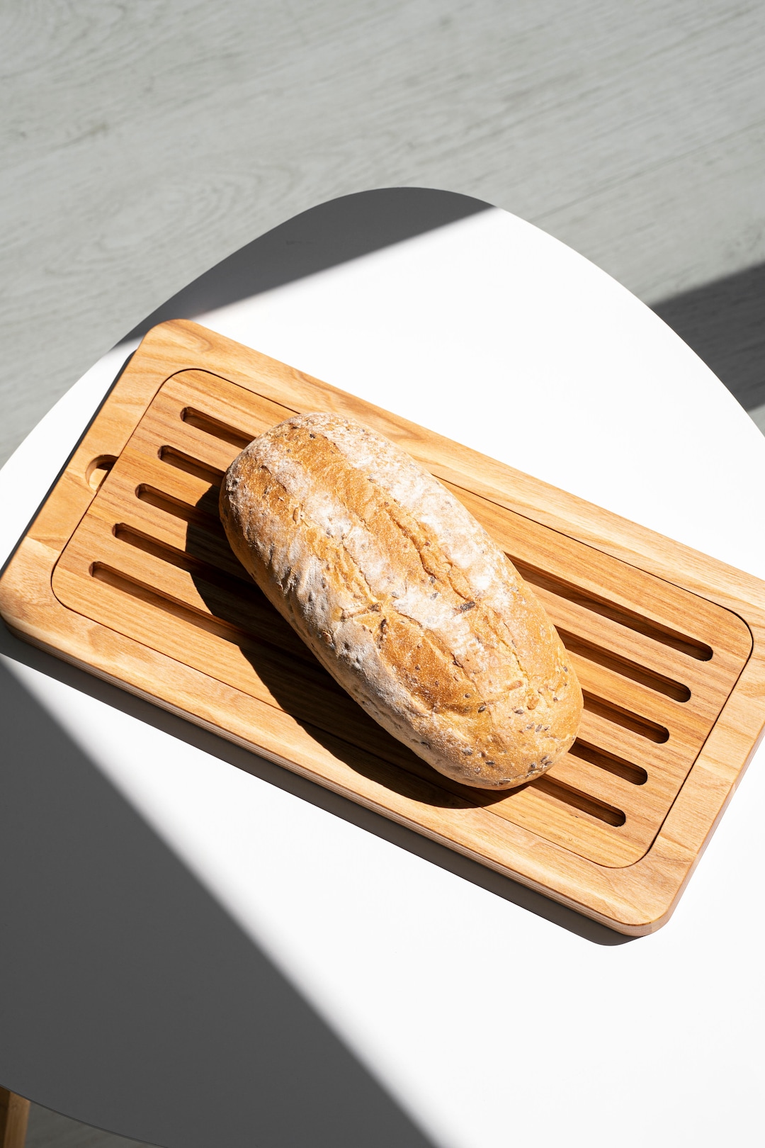 Wood Bread Cutting Board With Crumb Catcher, Bread Chopping Board ...