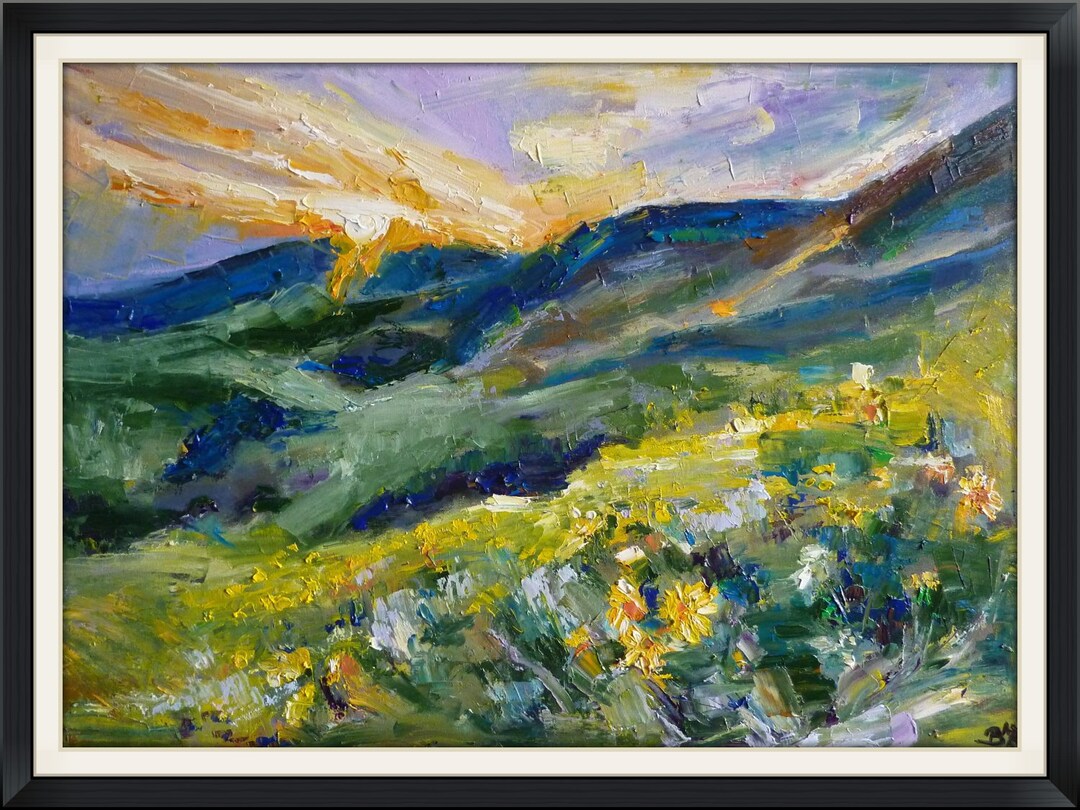 Sunset, Landscape, Wall Painting, Original Oil Painting, Painting on ...