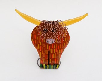 Highland Cow Stained Glass Art - Etsy