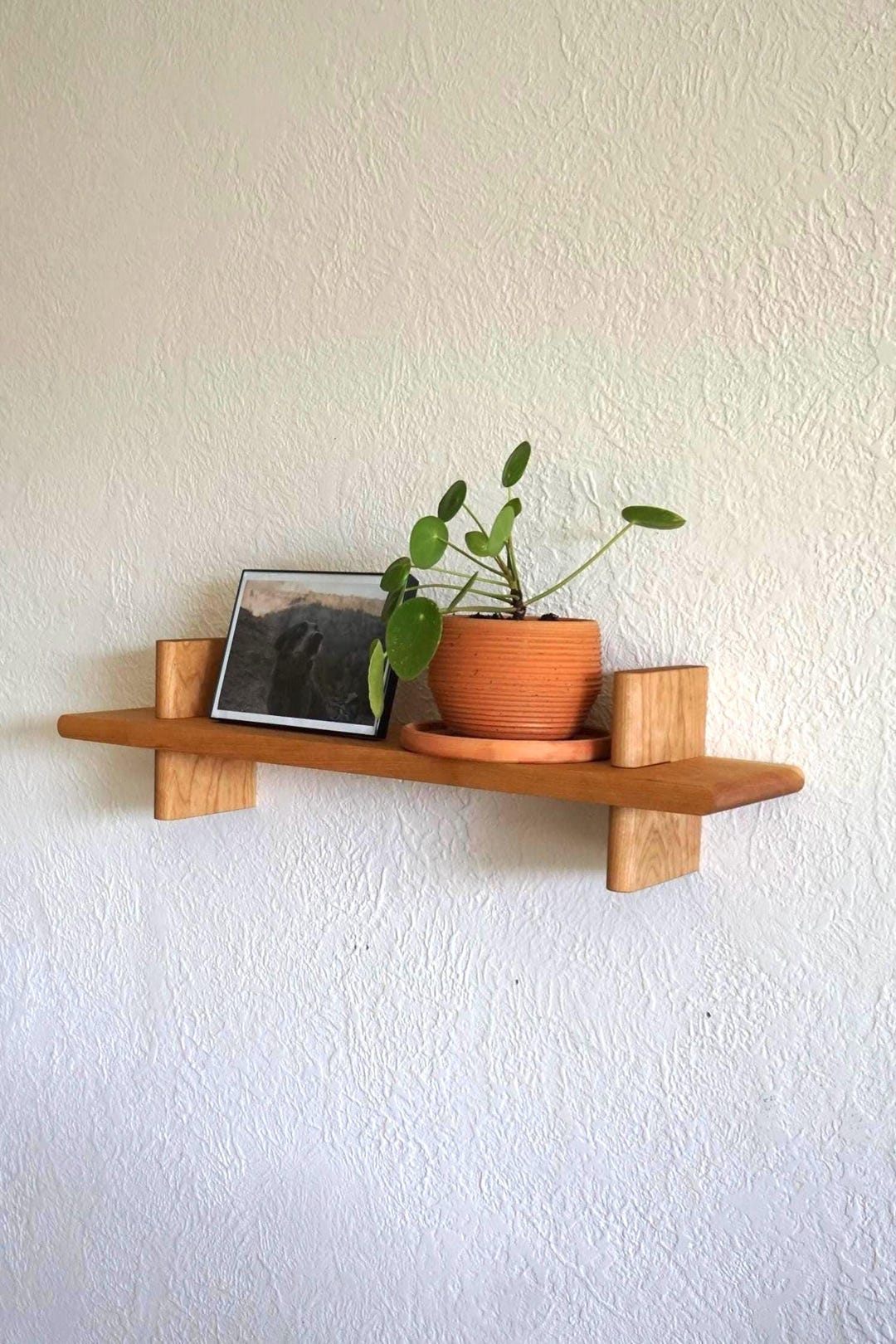 Ledge Shelf -- Minimal Wood Wall Shelf. Handmade, Floating Plant, Book ...