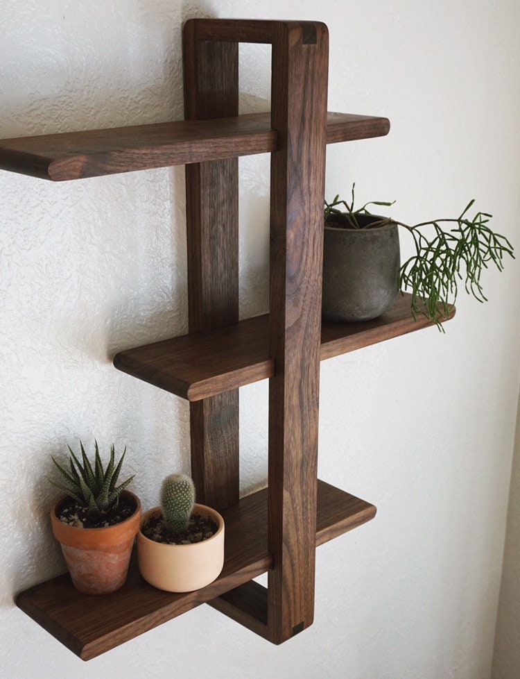 Walnut Shift Shelf the Original Solid Wood Wall Decor for - Etsy