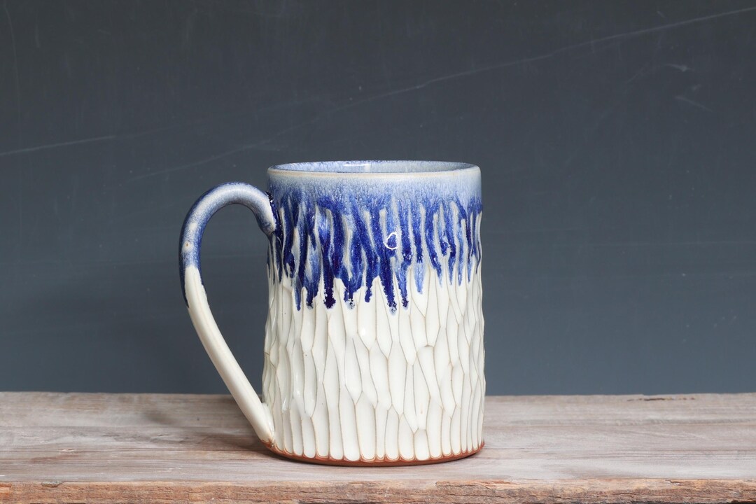 Mamo Blue Over Yelloow Salt Carved GAS Fired Cone 10- 17 Oz. - Etsy