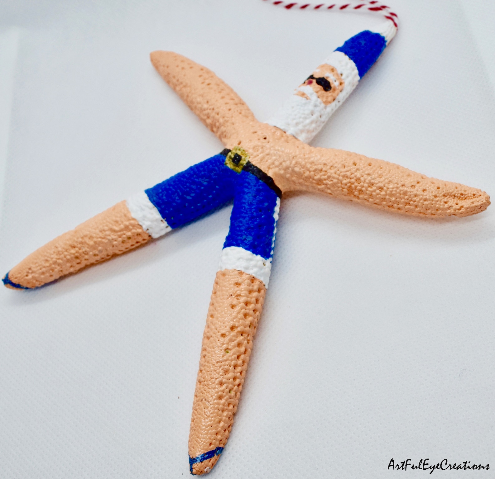 Ocean Blue Beach Santa Starfish. Coastal Christmas Ornament. Nautical ...
