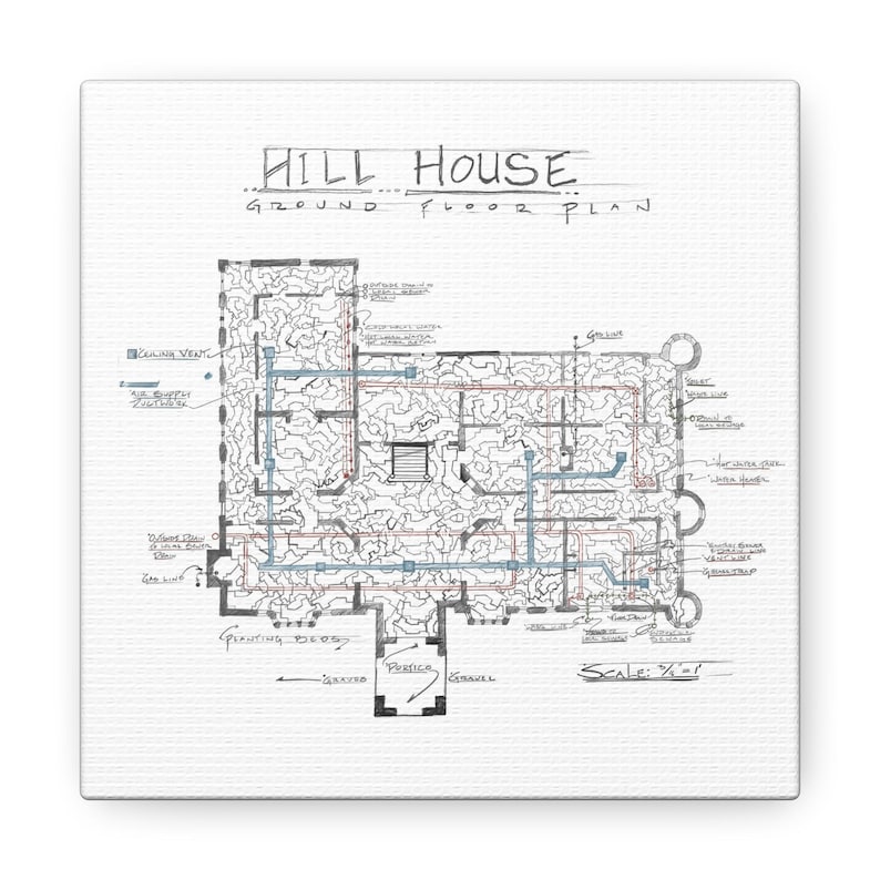 Hill House Blueprint With Forever House Repeated Dozens of Times Canvas ...