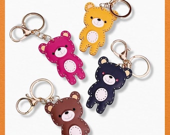 Leather Teddy Bear Keychain - Etsy