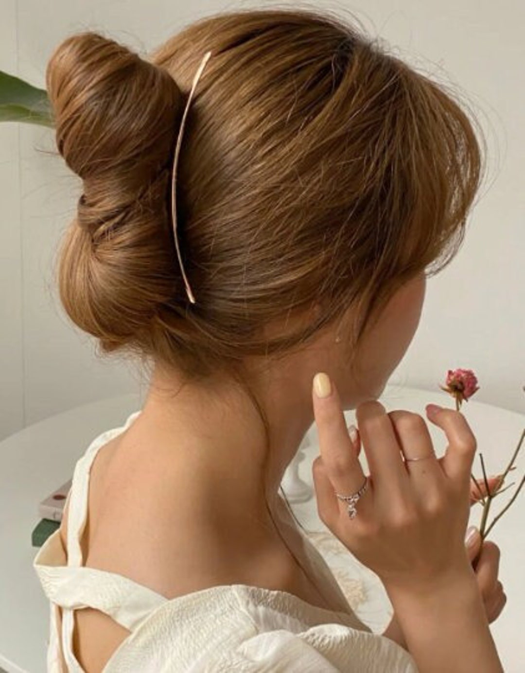 Minimalist Gold Hair Pin, Silver Bun Holder, Hair Comb, Hair Pick, Updo ...