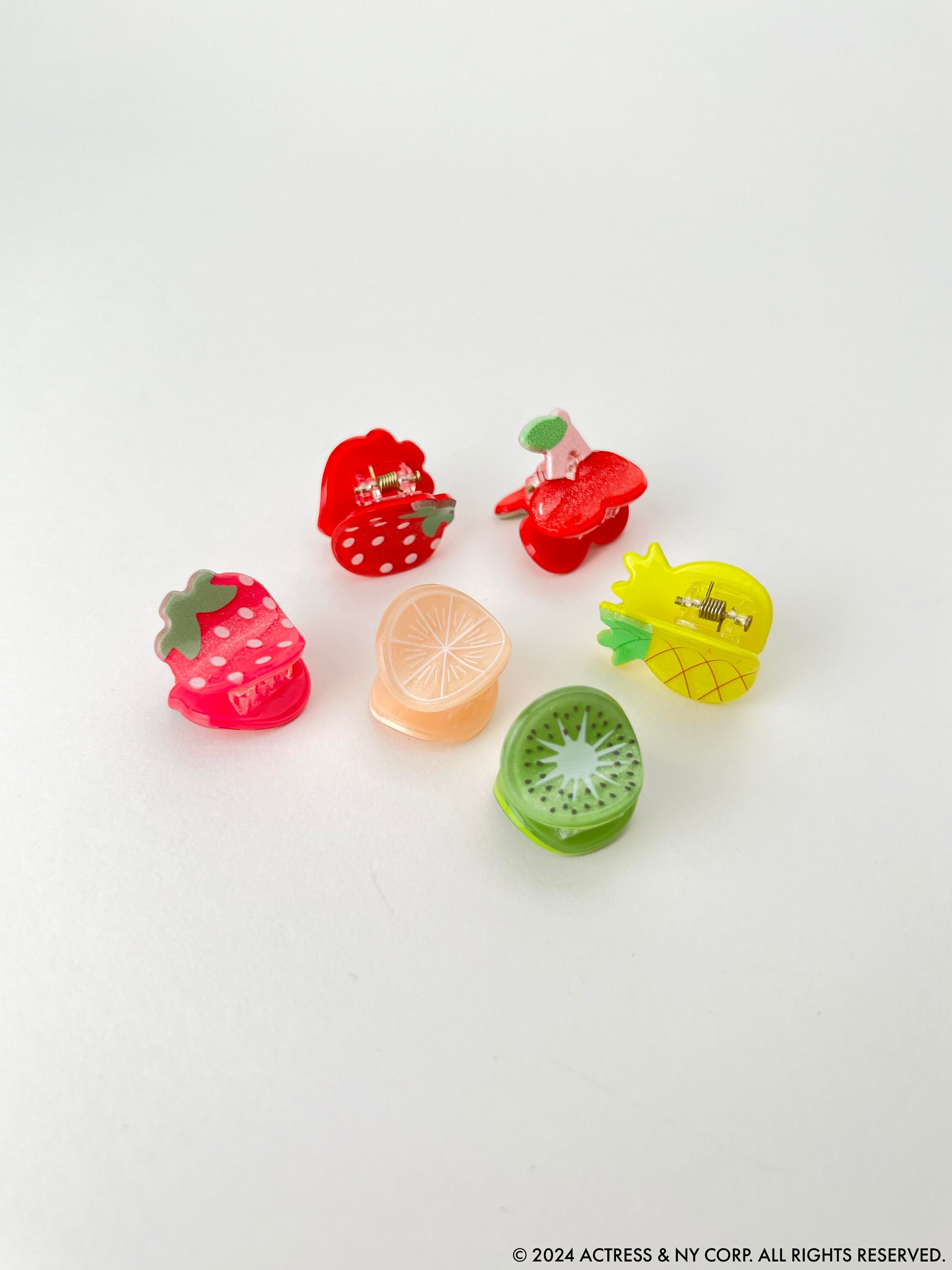 SET Mini Fruit Acetate Hair Clip, Cherry Pineapple Strawberry Kiwi Claw ...