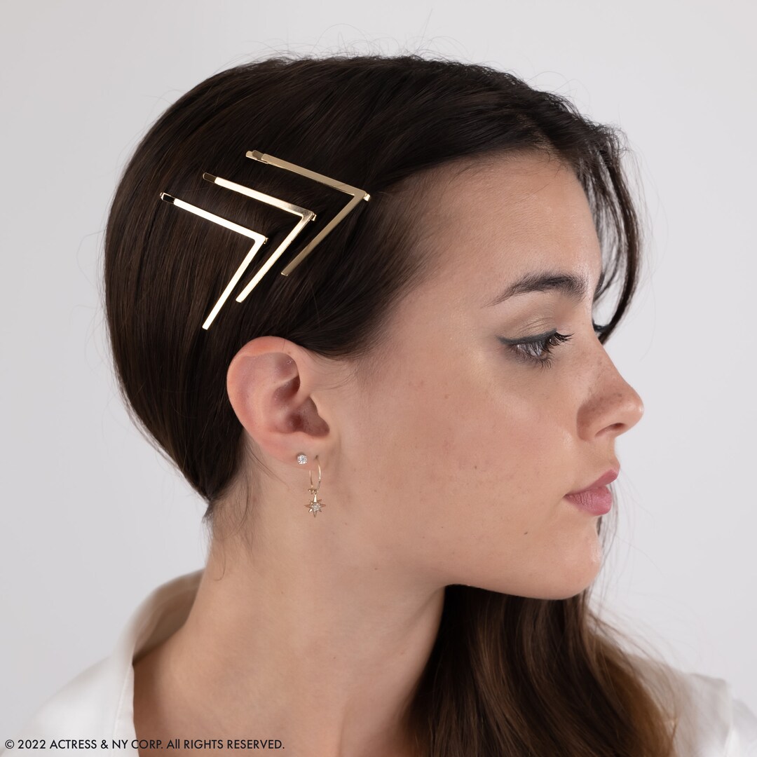 Minimalist Hair Clip in Geometric V Shape, Statement Metal Hair Clip ...