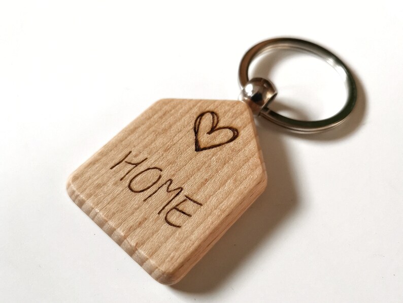 Wooden Keychain Engraved House Shape Gift - Etsy