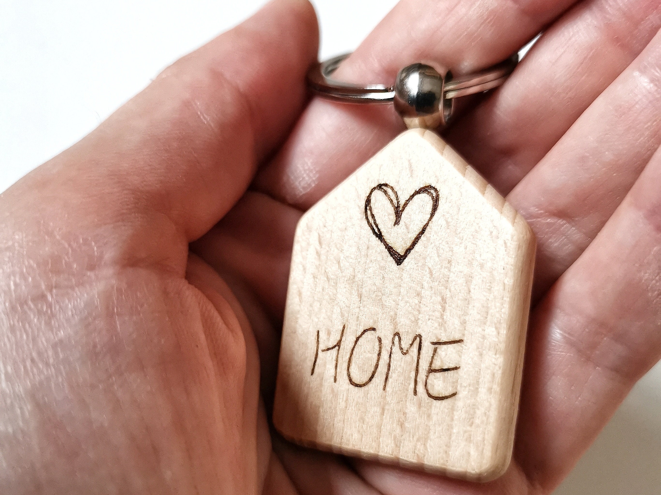 Wooden Keychain Engraved House Shape Gift - Etsy
