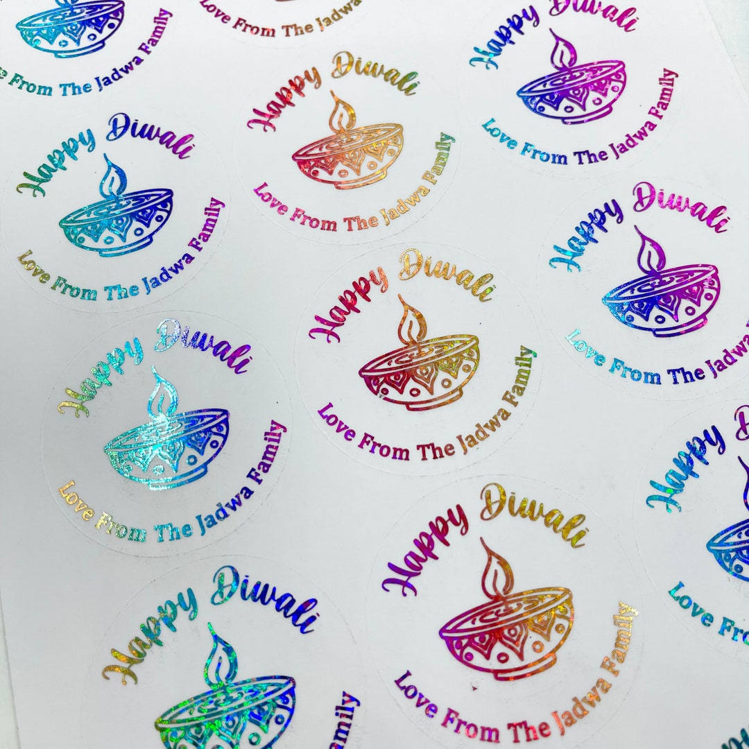 Personalised Diwali Stickers, Foiled Diwali Stickers, Diwali Party ...