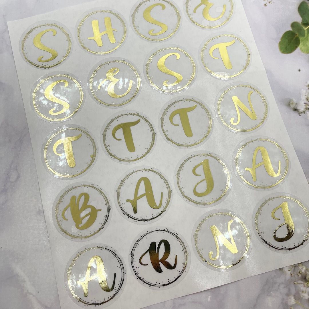 Letter Clear Labels, Initial Clear Labels, Gold Clear Labels, Wedding ...