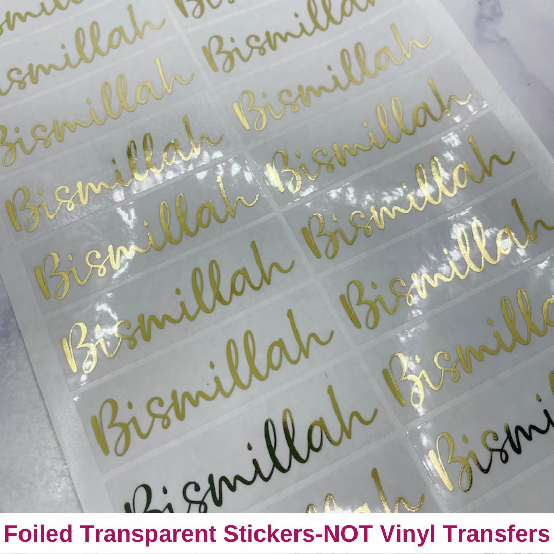 Foiled Bismillah Stickers, Bismillah Stickers, Islamic Stickers, Foiled ...