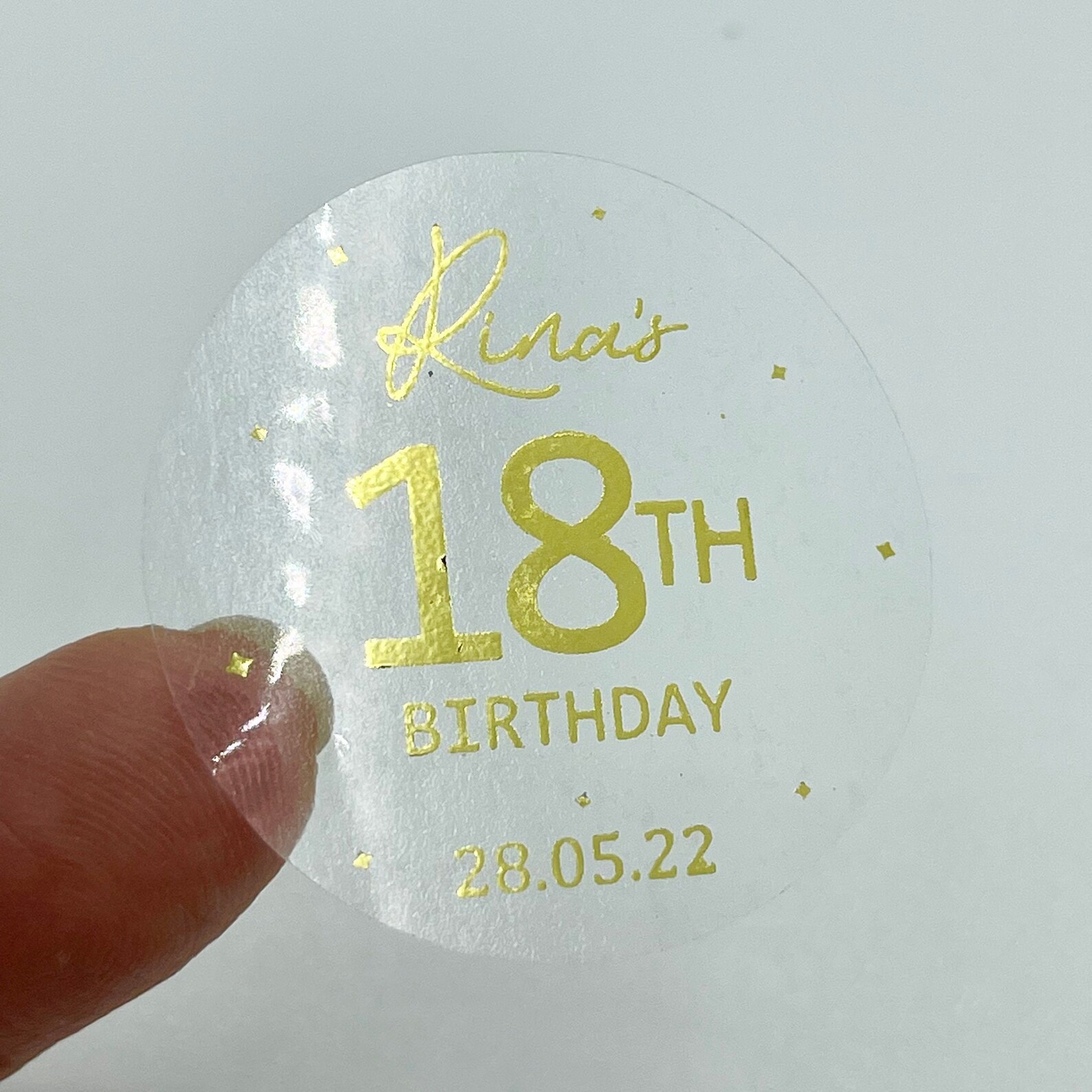 18th Birthday Stickers, Personalised Foiled 18th, Birthday Stickers ...