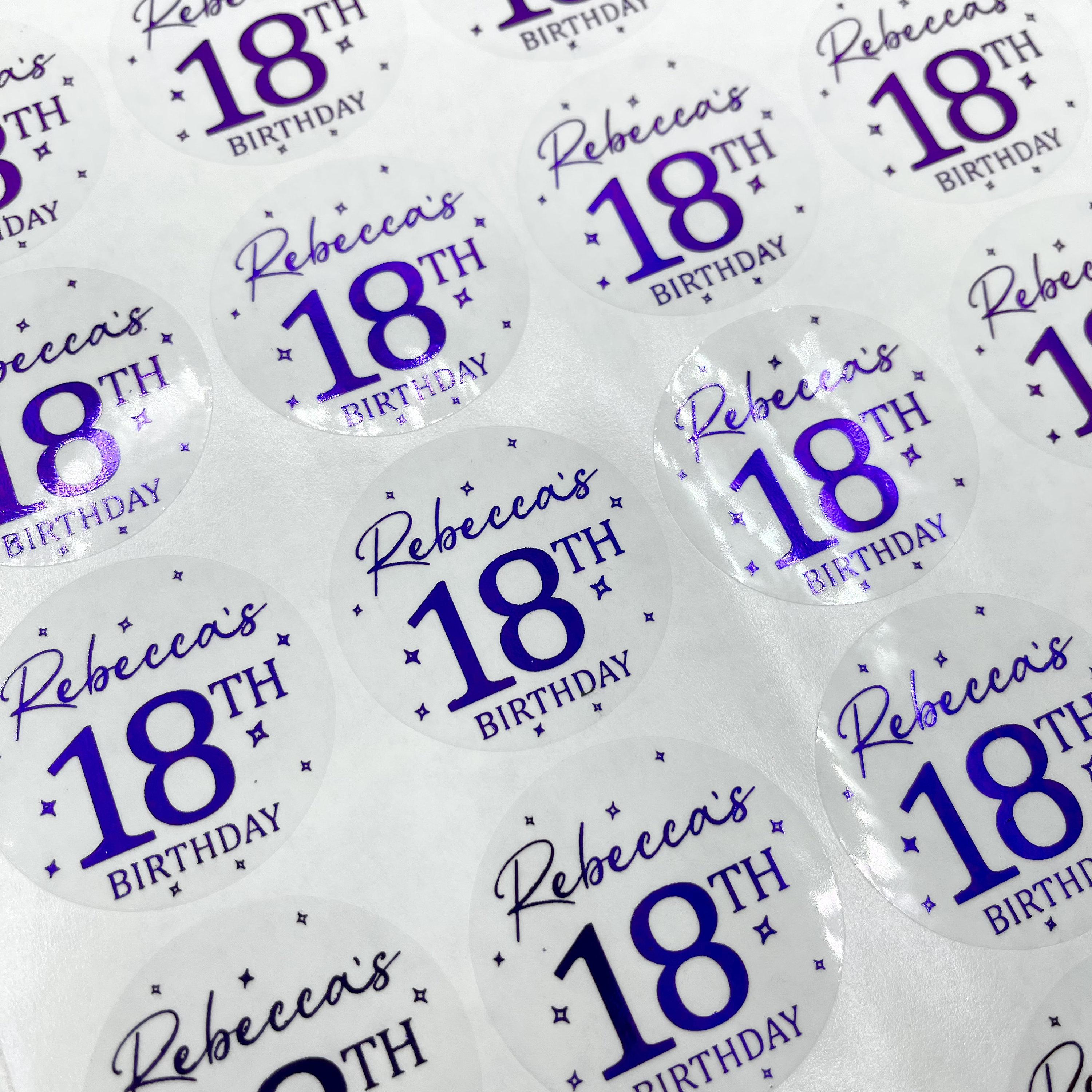 18th Birthday Stickers, Personalised Foiled 18th, Birthday Stickers ...