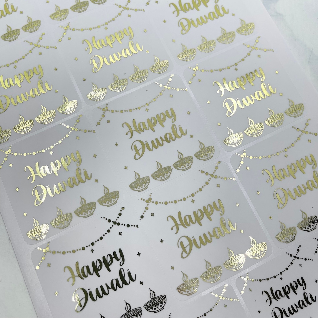 Stunning Diwali Stickers, Personalised Foiled Diwali Gift Stickers ...