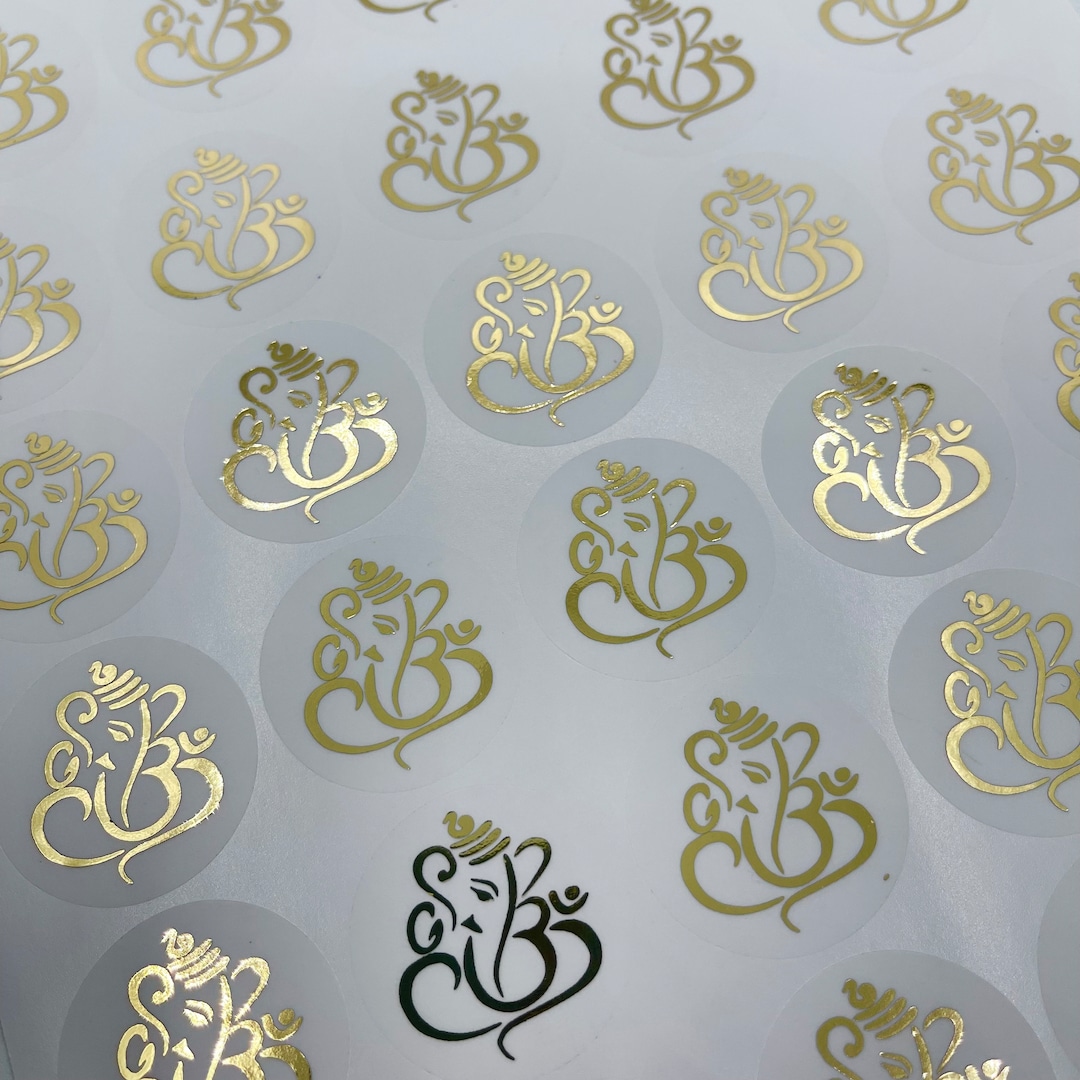 Foiled Ganesh Stickers, Hindu Event Ganesh Stickers, Personalised ...