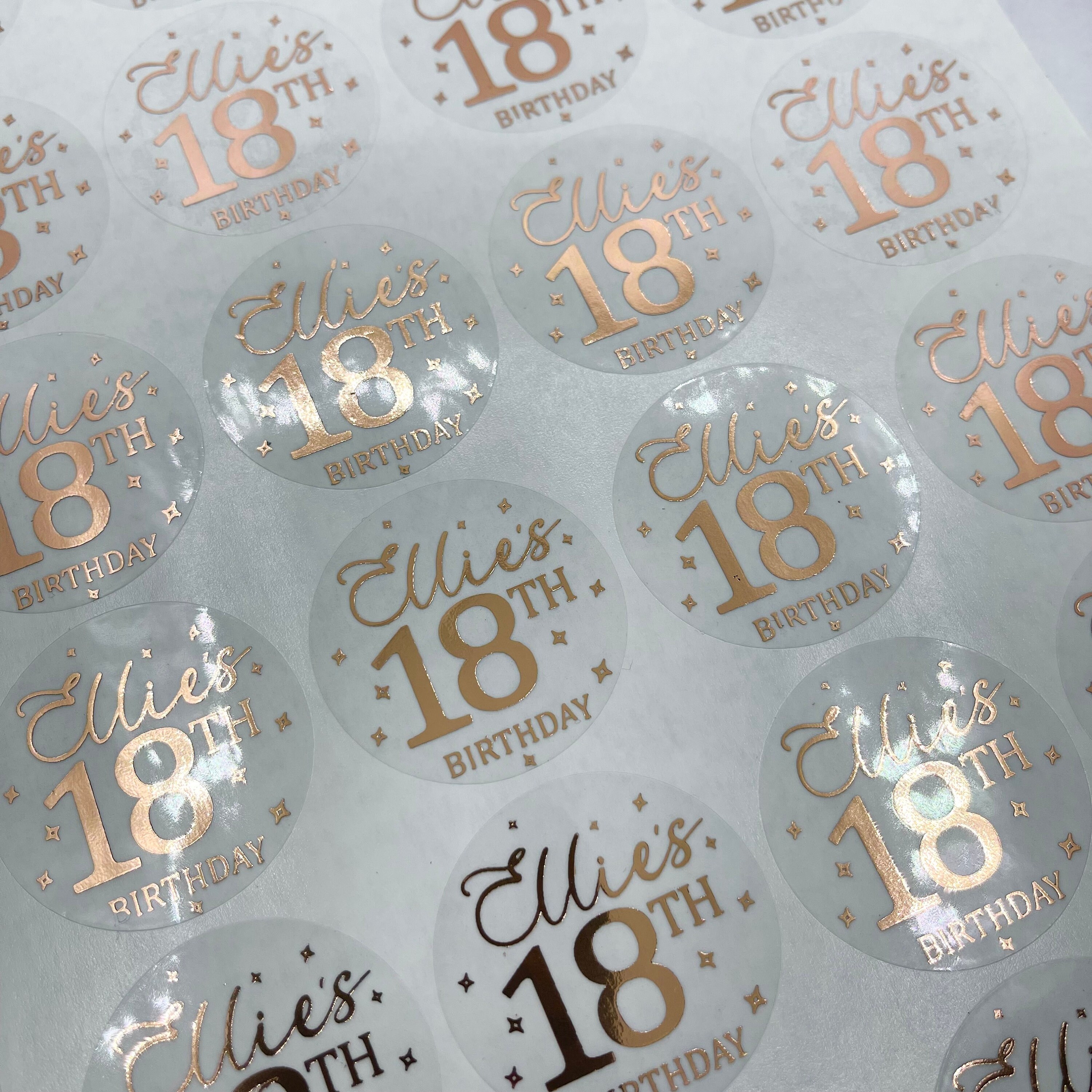 18th Birthday Stickers, Personalised Foiled 18th, Birthday Stickers ...
