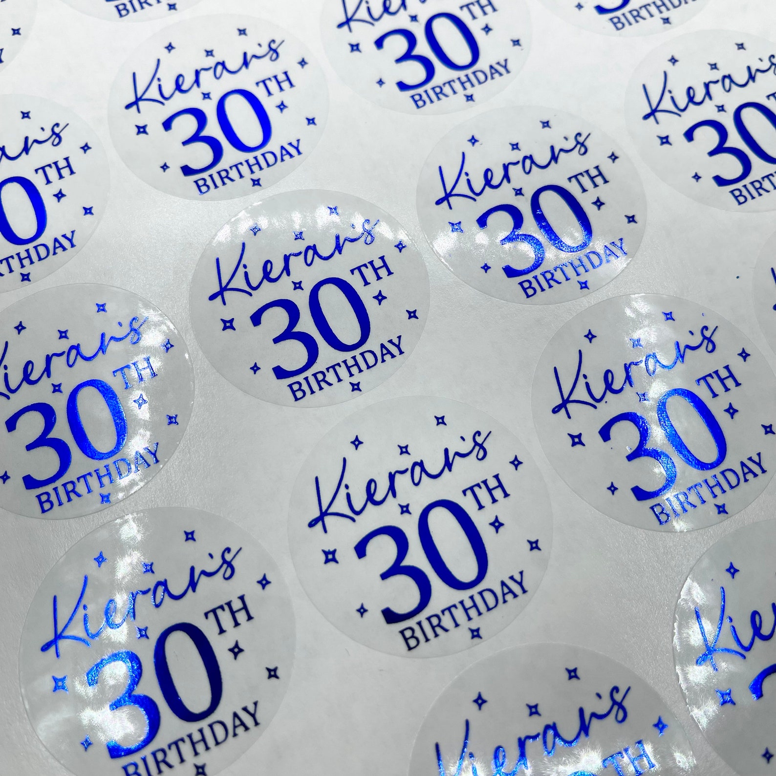 30th Birthday Stickers, Personalised Foiled 30th Birthday Stickers ...