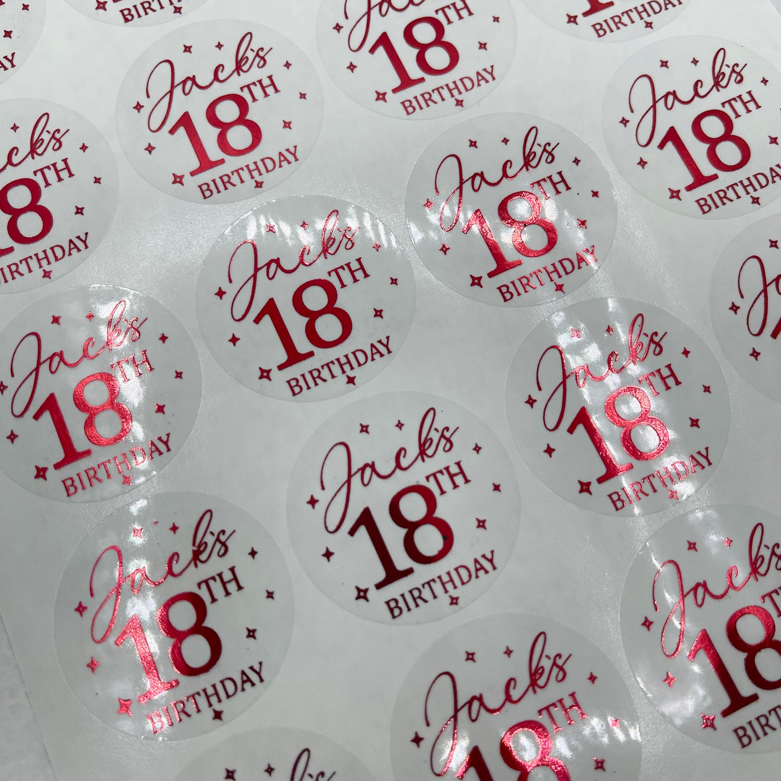 18th Birthday Stickers, Personalised Foiled 18th, Birthday Stickers ...