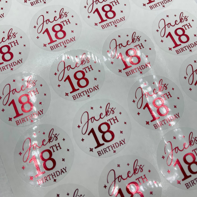 18th Birthday Stickers, Personalised Foiled 18th, Birthday Stickers ...