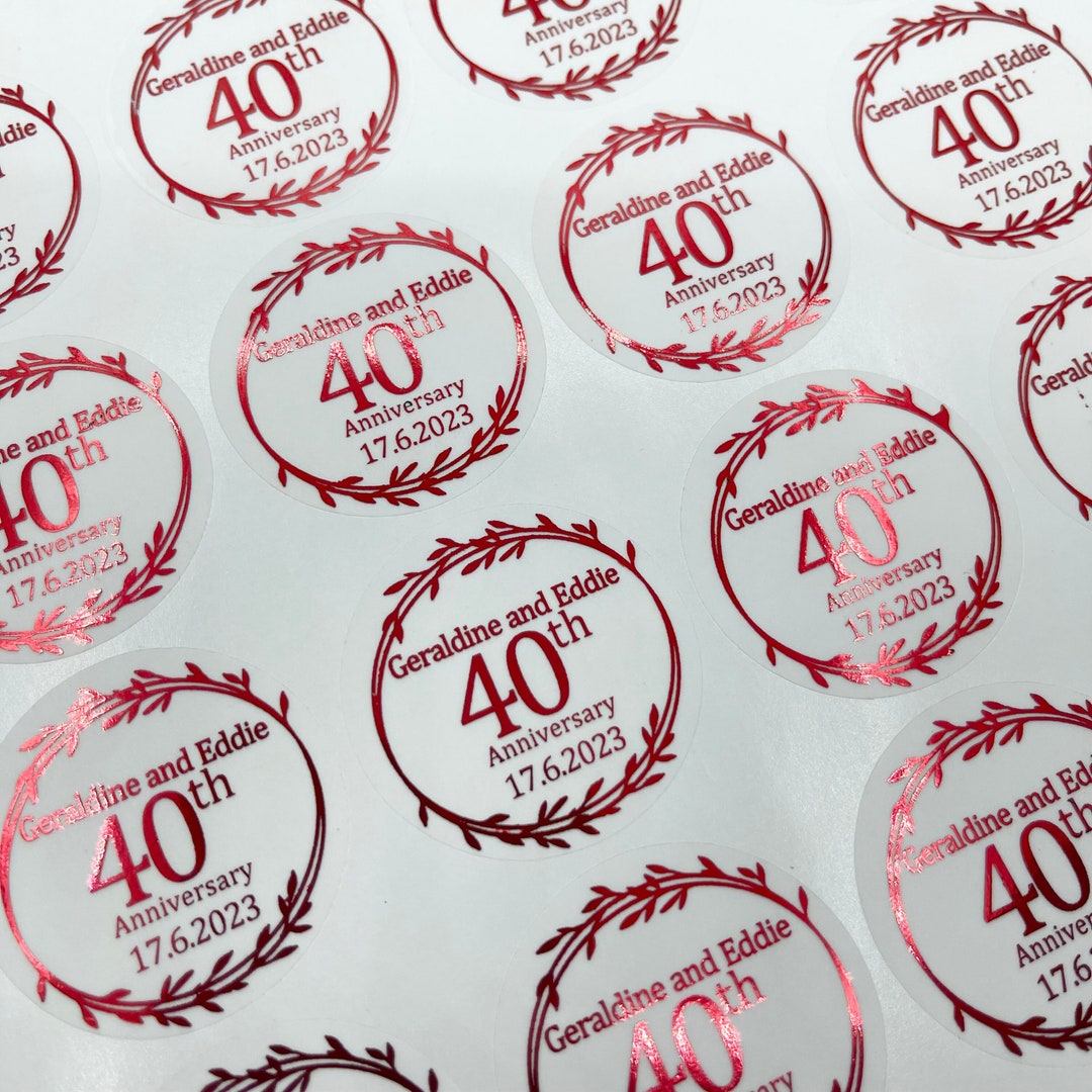 Personalised Ruby Anniversary Stickers, 40th Anniversary Stickers ...