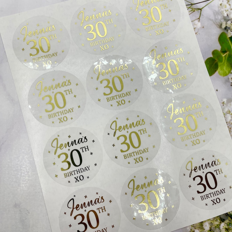 30th Birthday Stickers Personalised Foiled 30th Birthday - Etsy