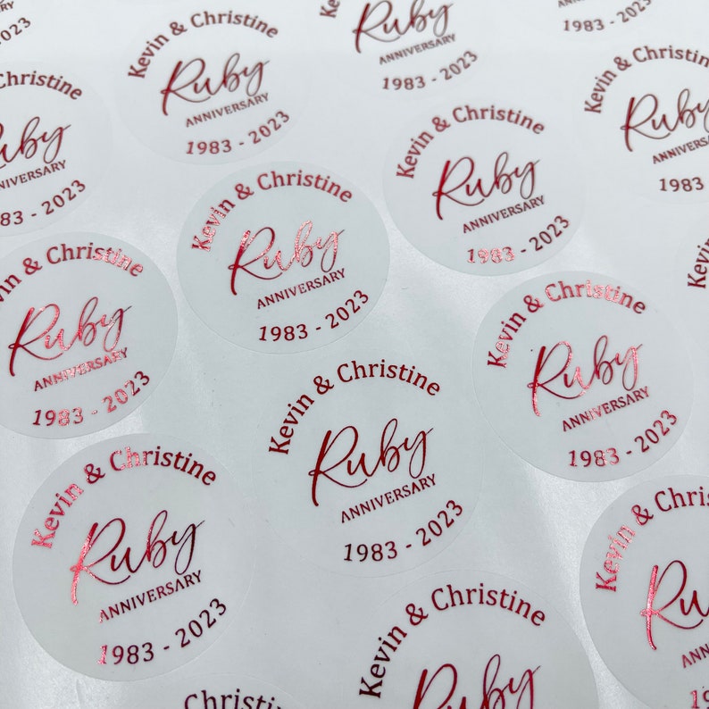 Personalised 40th Anniversary Stickers, Ruby Anniversary Stickers ...